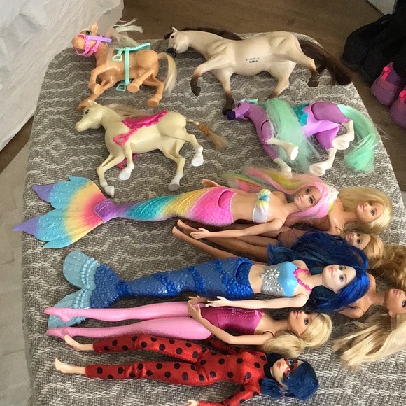 Barbie | Toys | Barbie Mermaids Miraculous Ladybug Doll Lot Of Horses ...